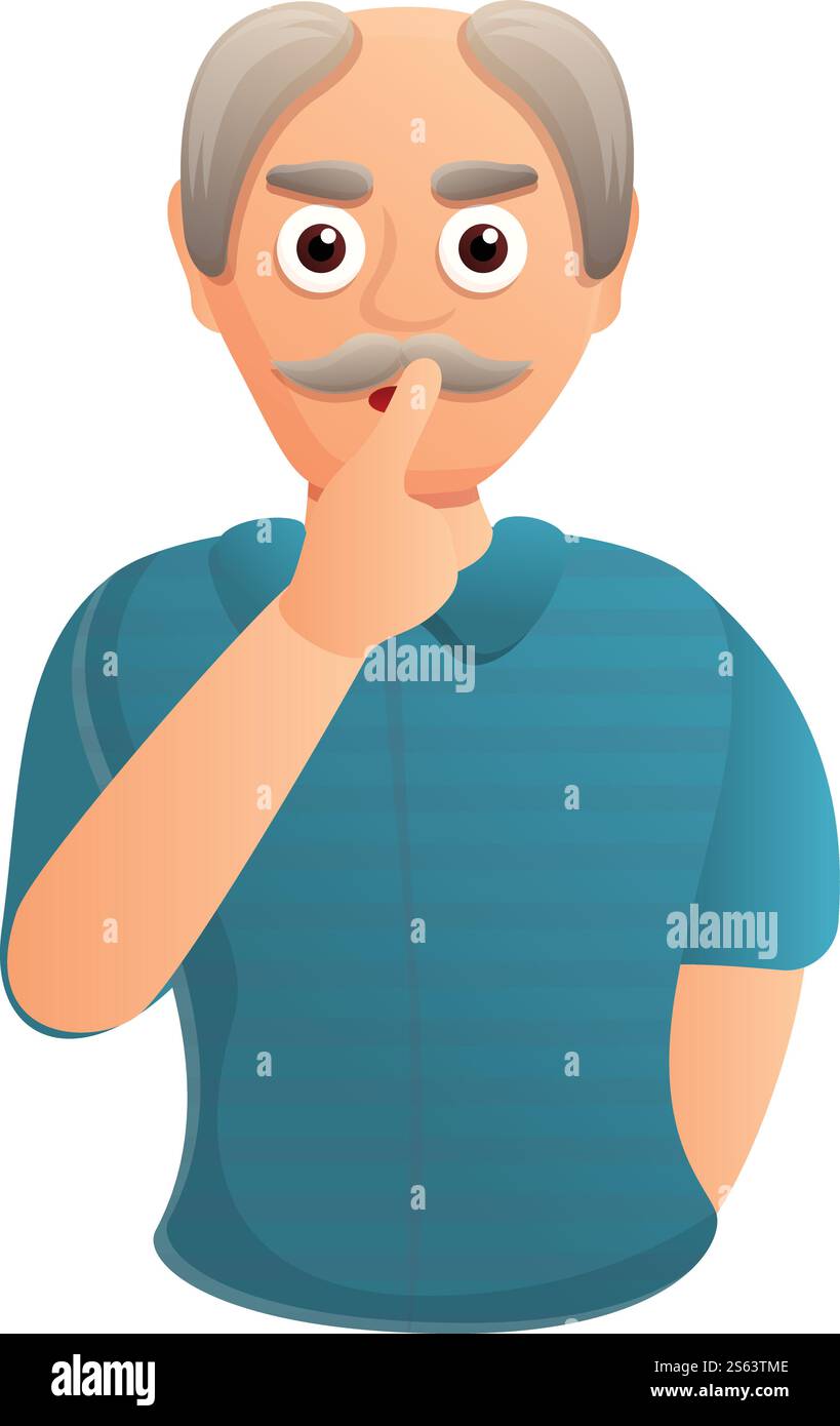 Senior man silence icon. Cartoon of senior man silence vector icon for ...