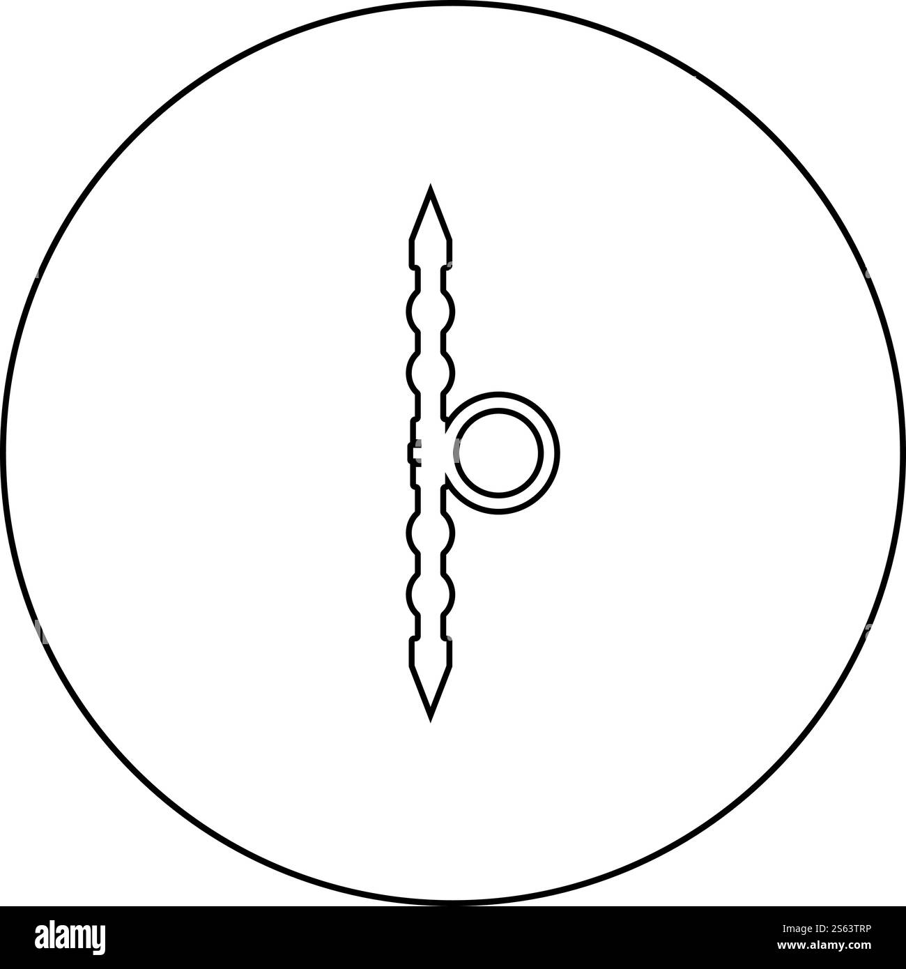 Santensu weapon of samurai for hand icon in circle round outline black ...