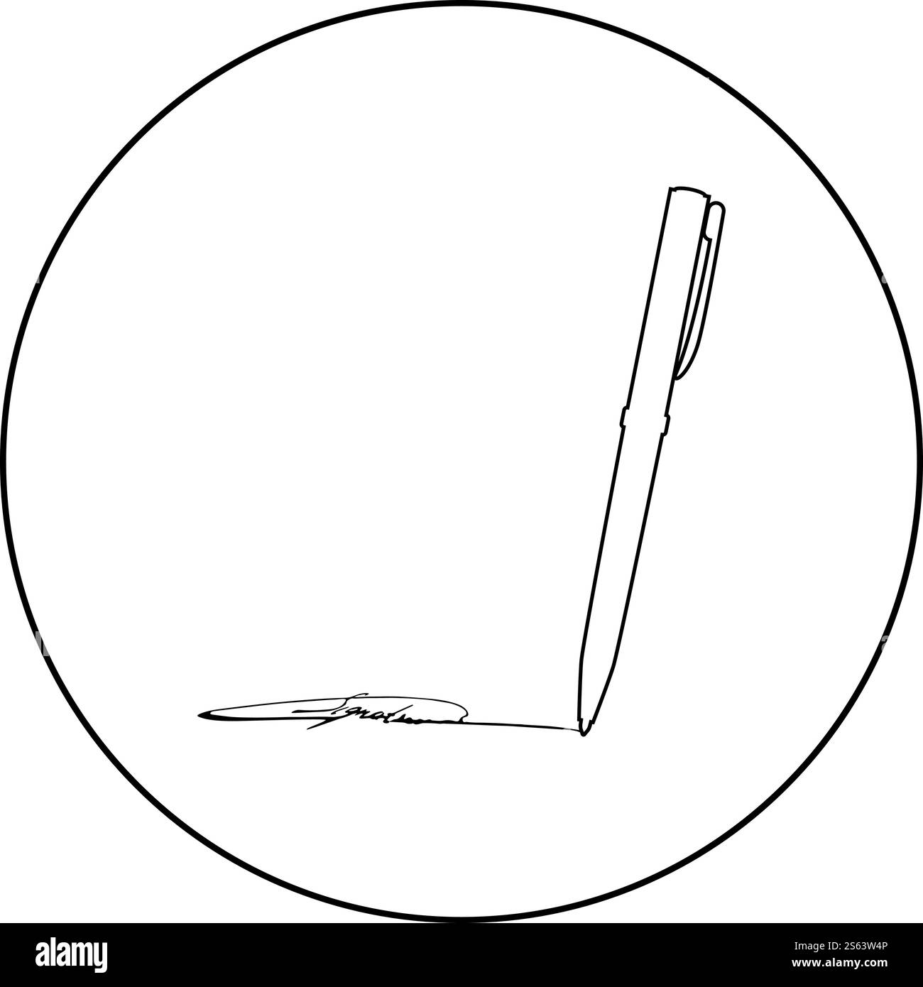 Signature using pen Ink writing concept icon in circle round outline ...