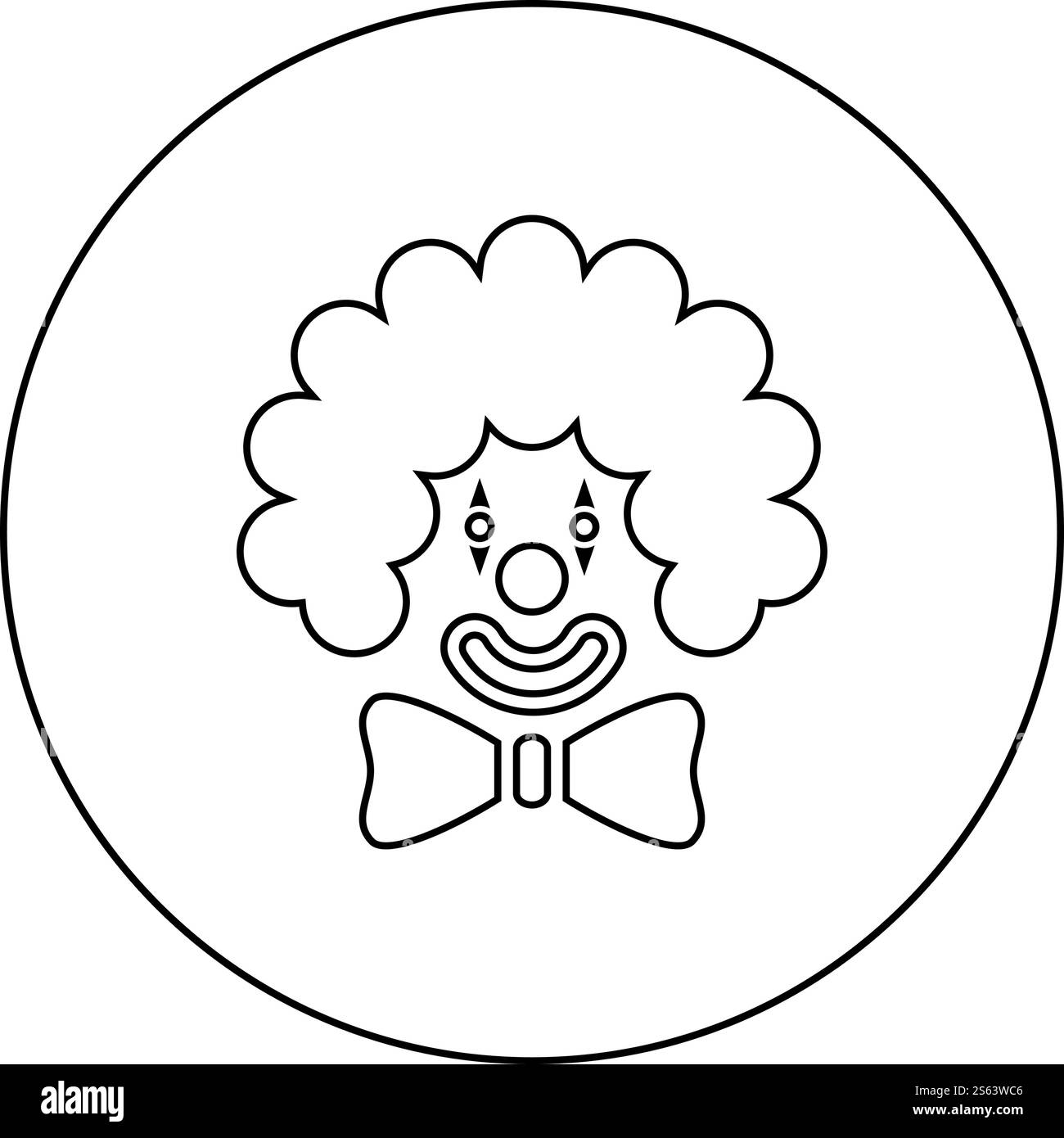 Clown face head with big bow and curly hair Circus carnival funny ...