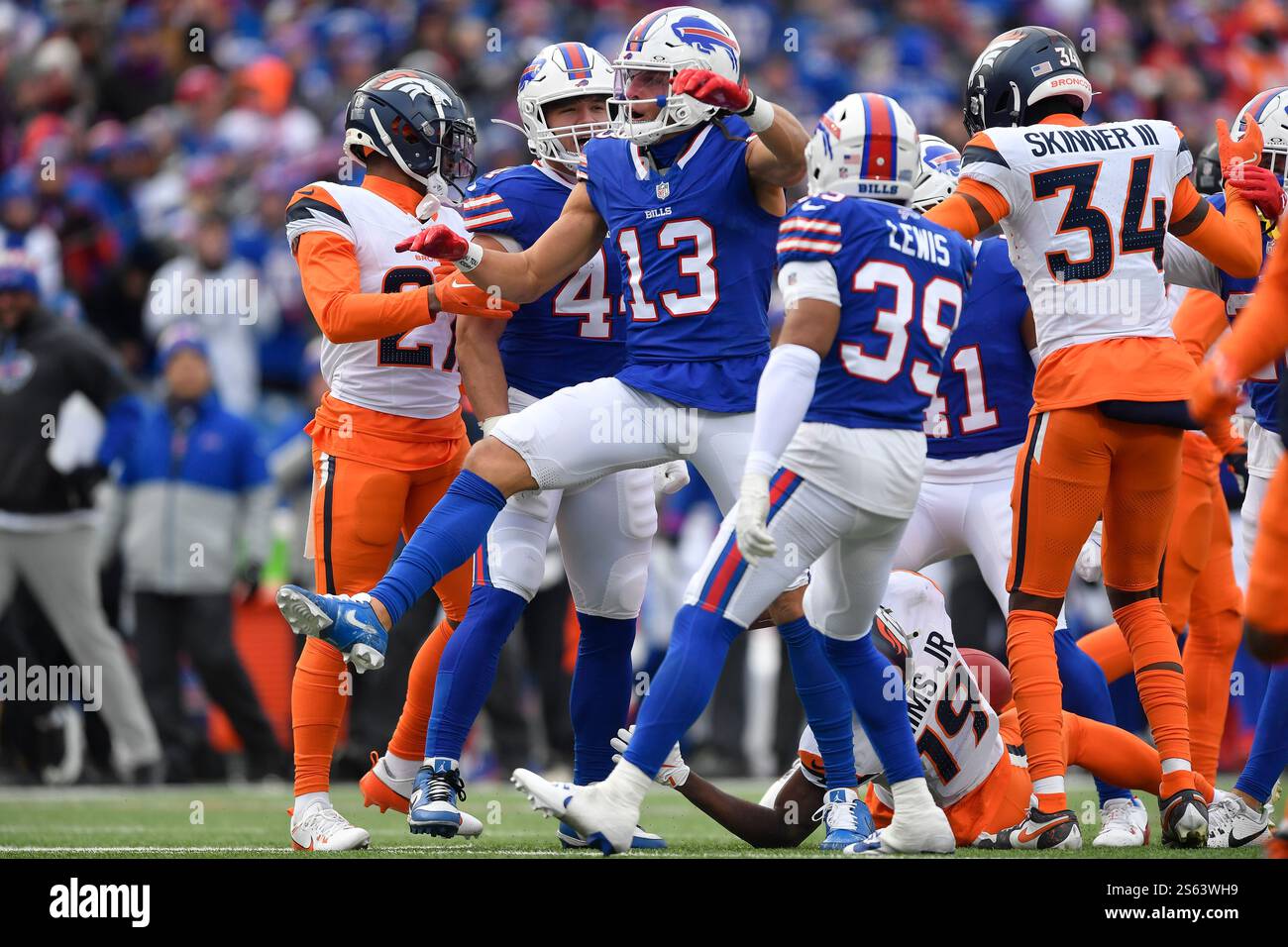 Buffalo Bills wide receiver Mack Hollins (13) reacts during the first ...
