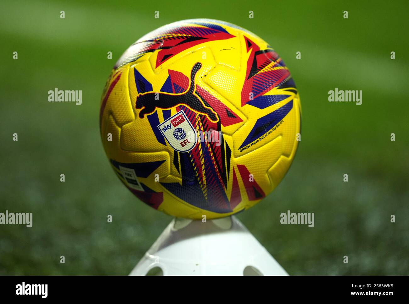 A general view of a Puma match ball during the Sky Bet Championship ...