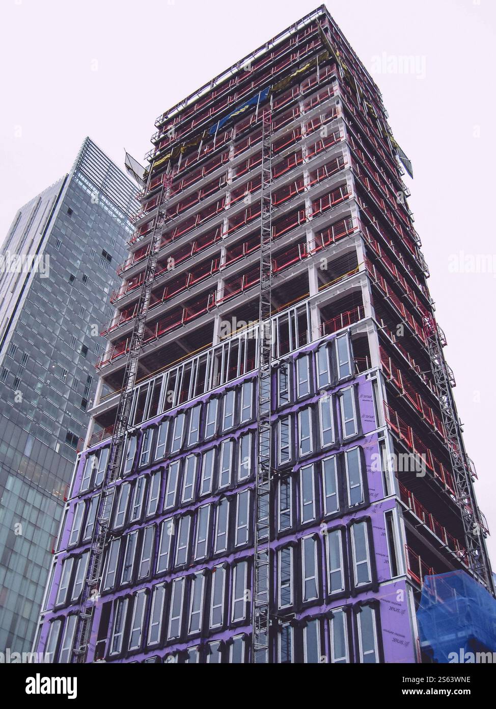 Construction of a skyscraper tall apartment building in Manchester Uk ...