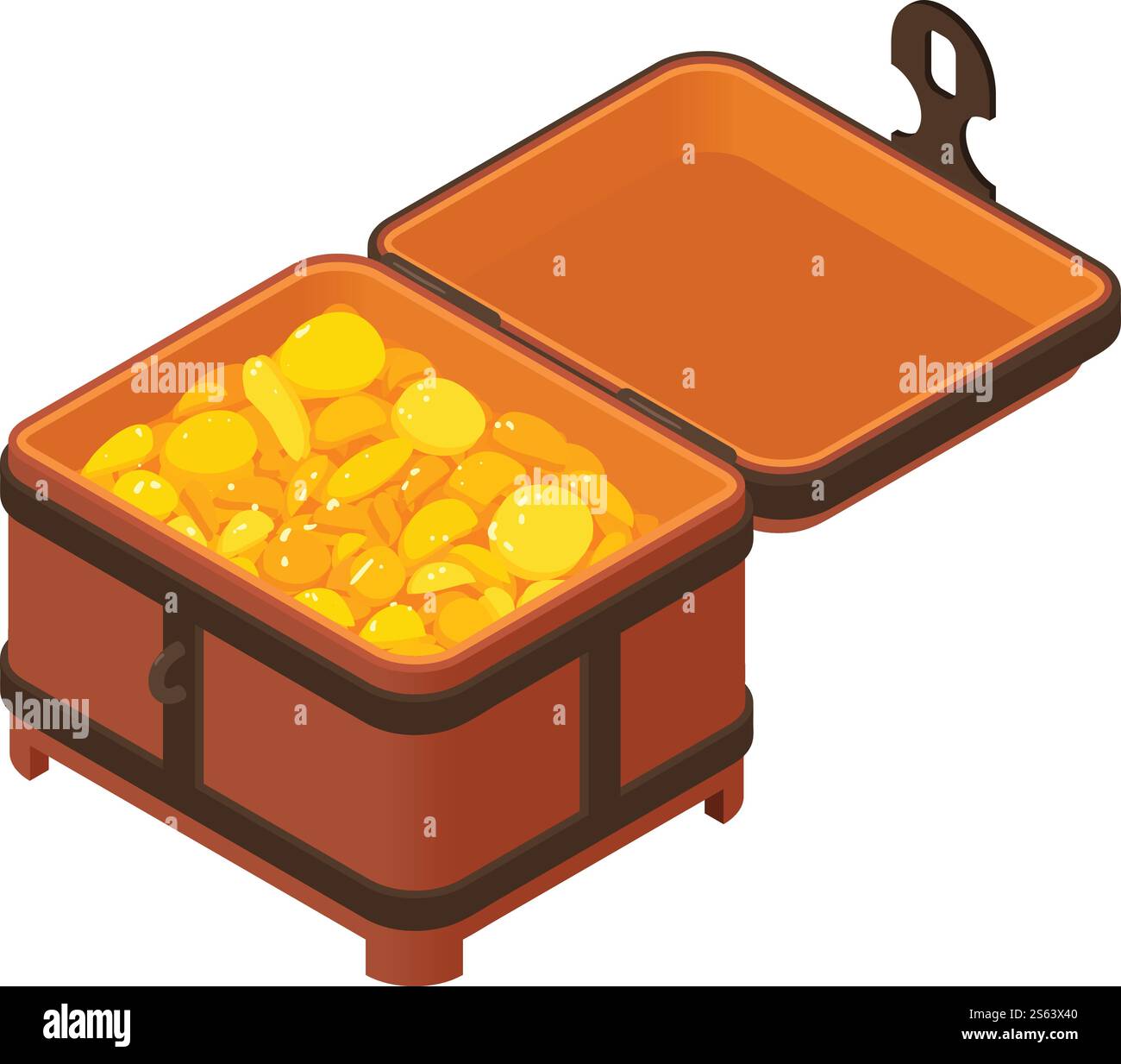 Gold coin dower chest icon. Isometric of gold coin dower chest vector ...