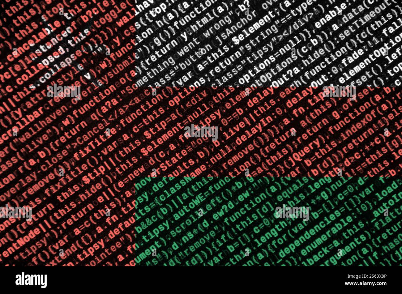 Oman flag is depicted on the screen with the program code. The concept ...