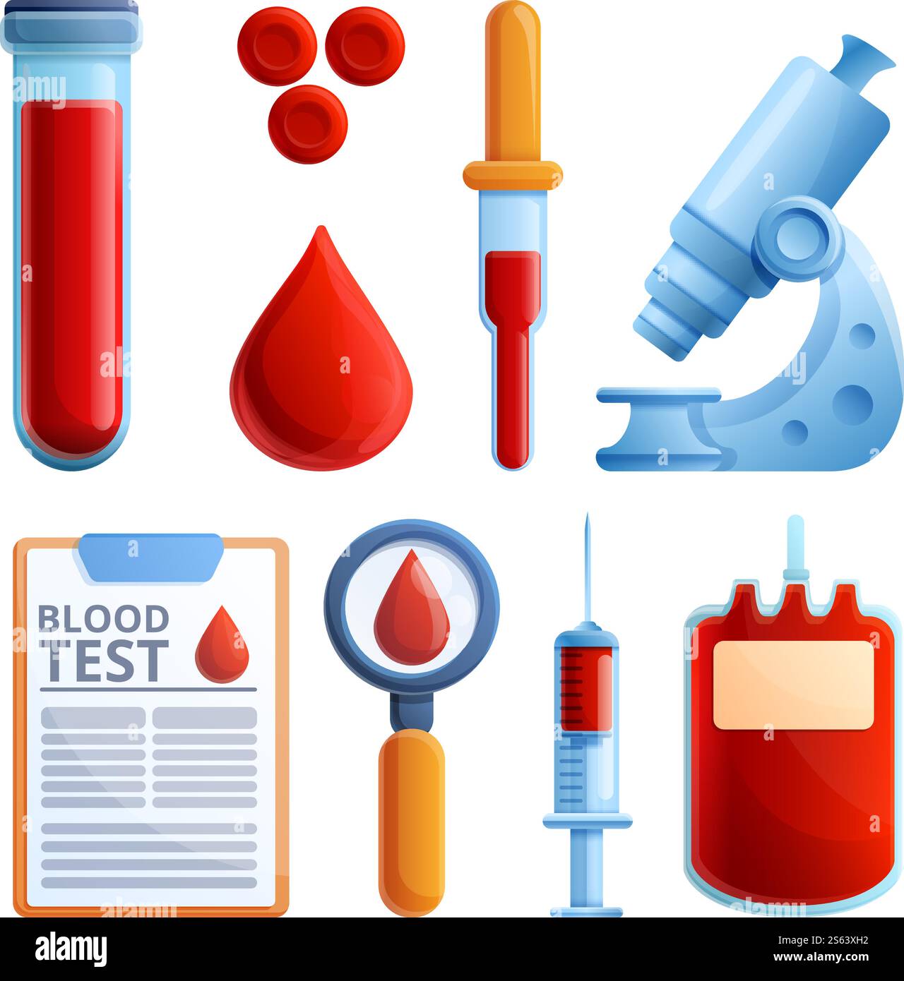 Blood test icons set. Cartoon set of blood test vector icons for web ...