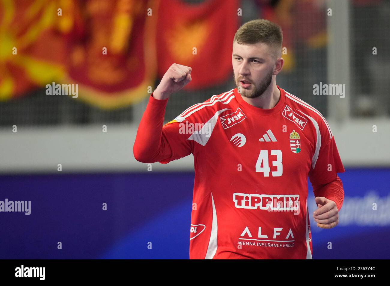 Hungary's Zoran Ilic celebrates after scoring during the preliminary ...