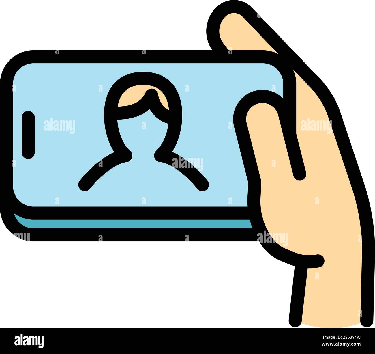 Hand selfie icon. Outline hand selfie vector icon for web design ...