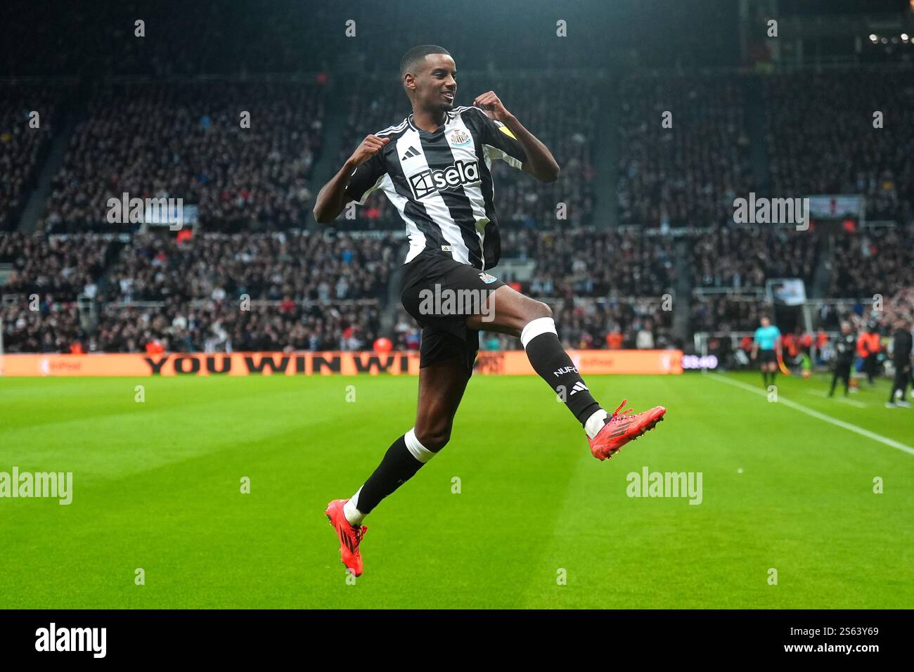 Newcastle United's Alexander Isak scores their side's first goal of the ...
