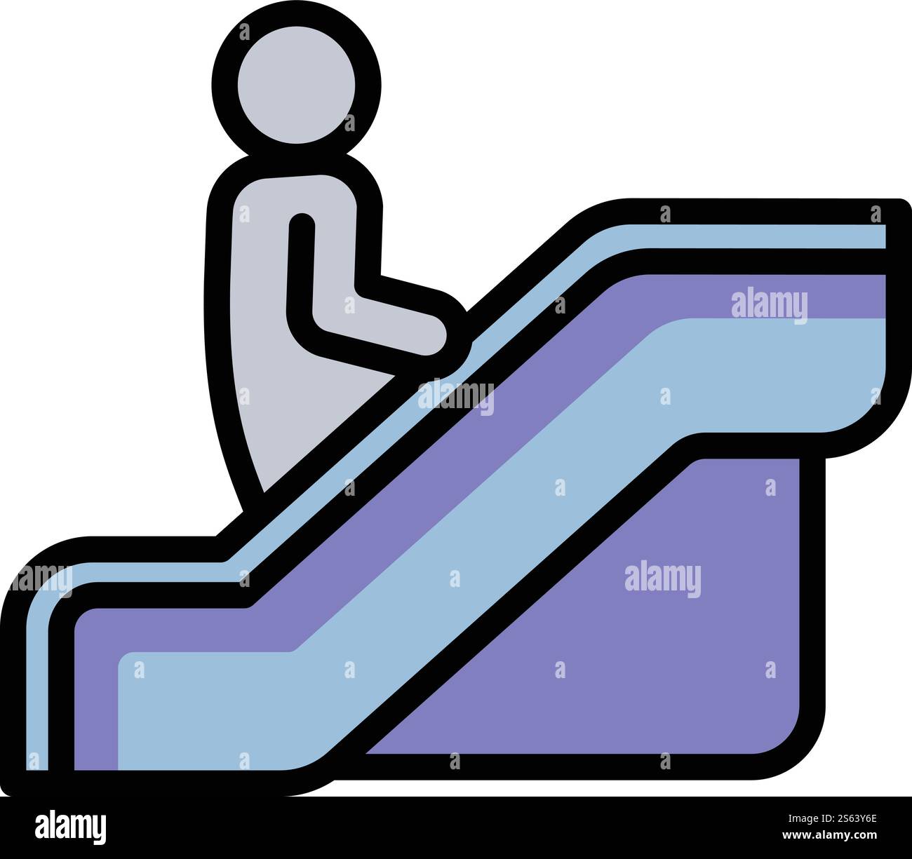Man at escalator icon. Outline man at escalator vector icon for web ...