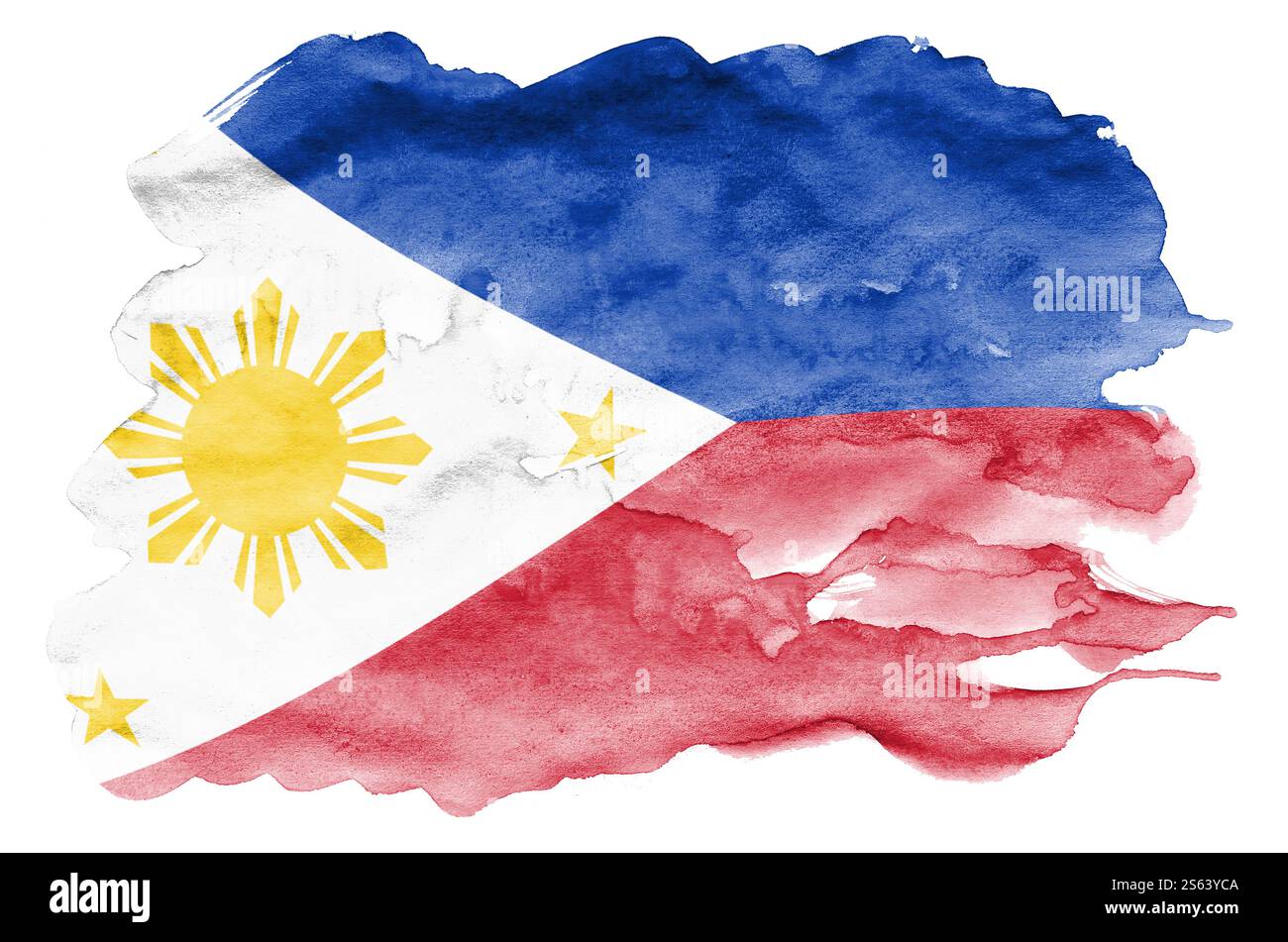 Philippines flag is depicted in liquid watercolor style isolated on ...