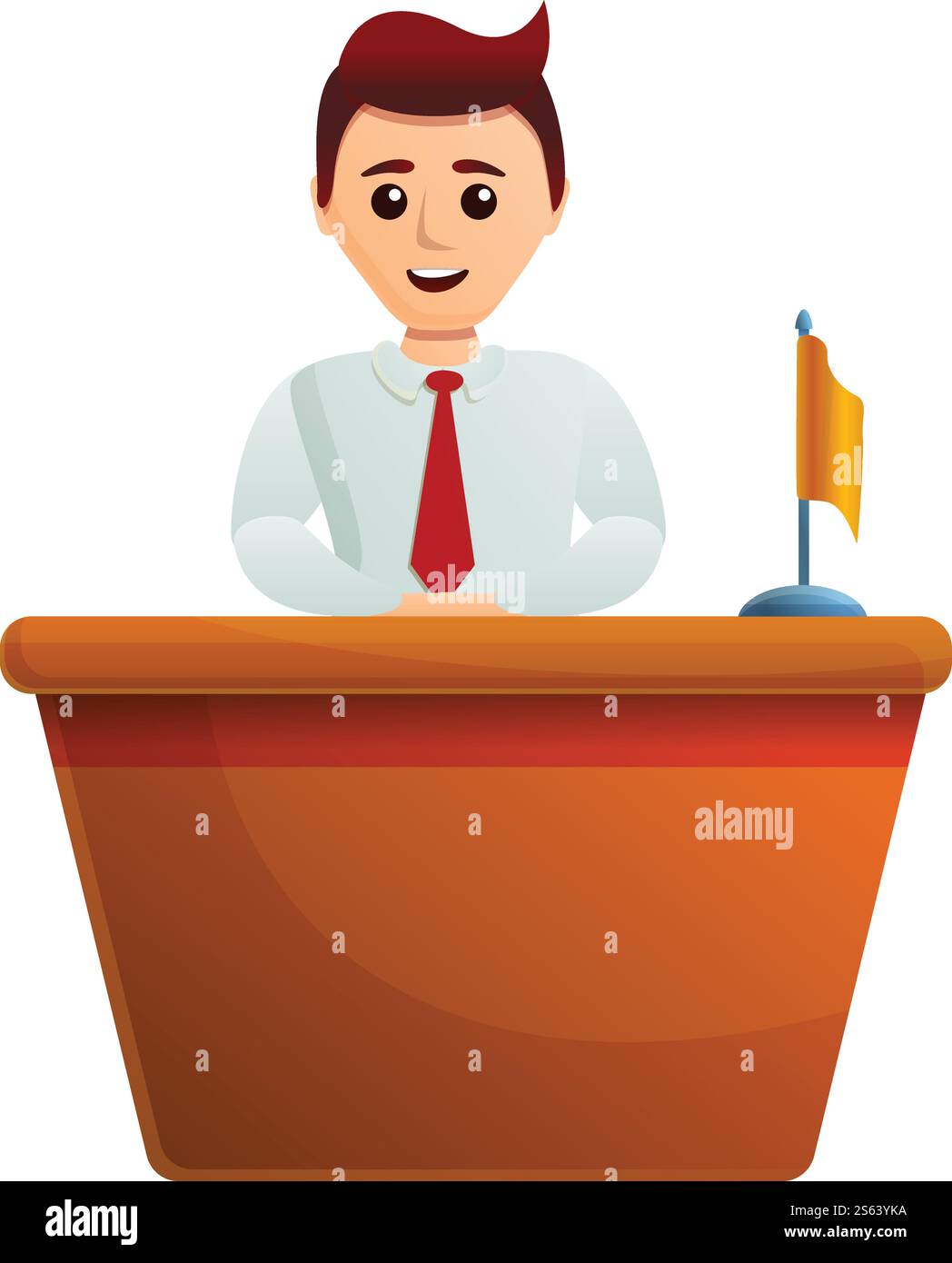Bank worker on desktop icon. Cartoon of bank worker on desktop vector ...