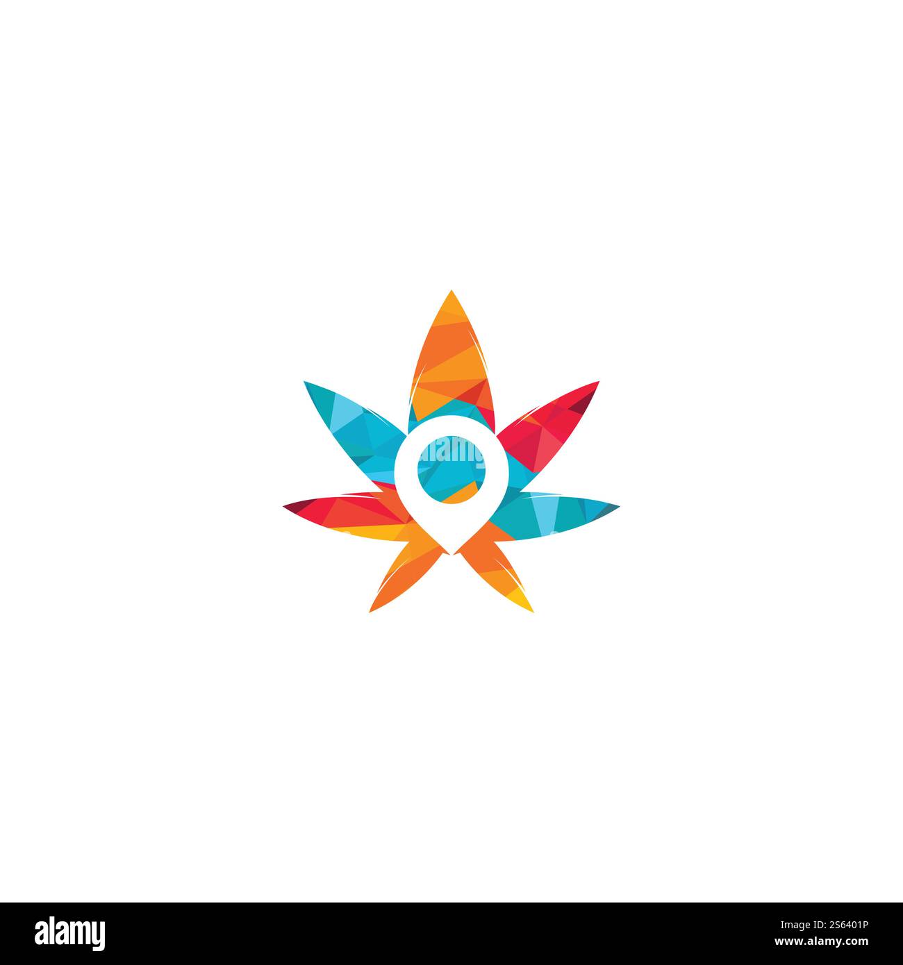 Marijuana leaf and map pointer logo design. Hemp and GPS locator symbol ...