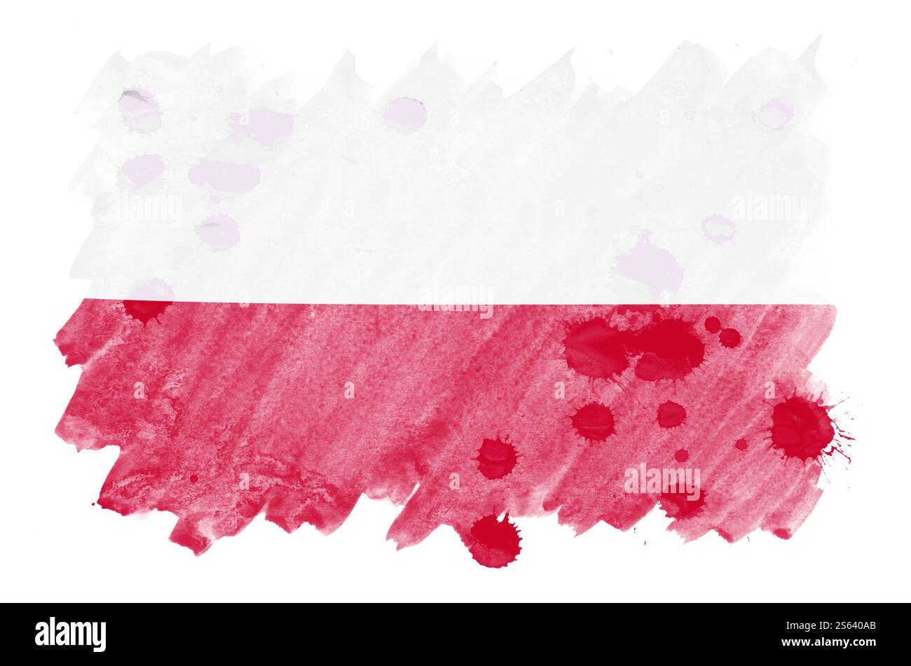 Poland flag is depicted in liquid watercolor style isolated on white ...
