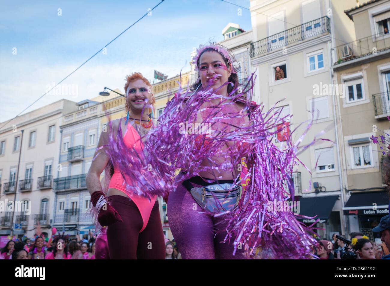 Carnival parade in streets of Lisbon by artistic collective Clandestine ...