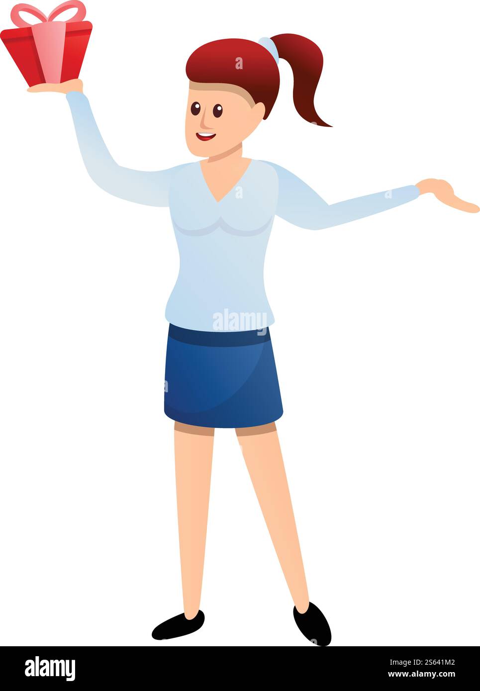 Girl win party gift icon. Cartoon of girl win party gift vector icon ...