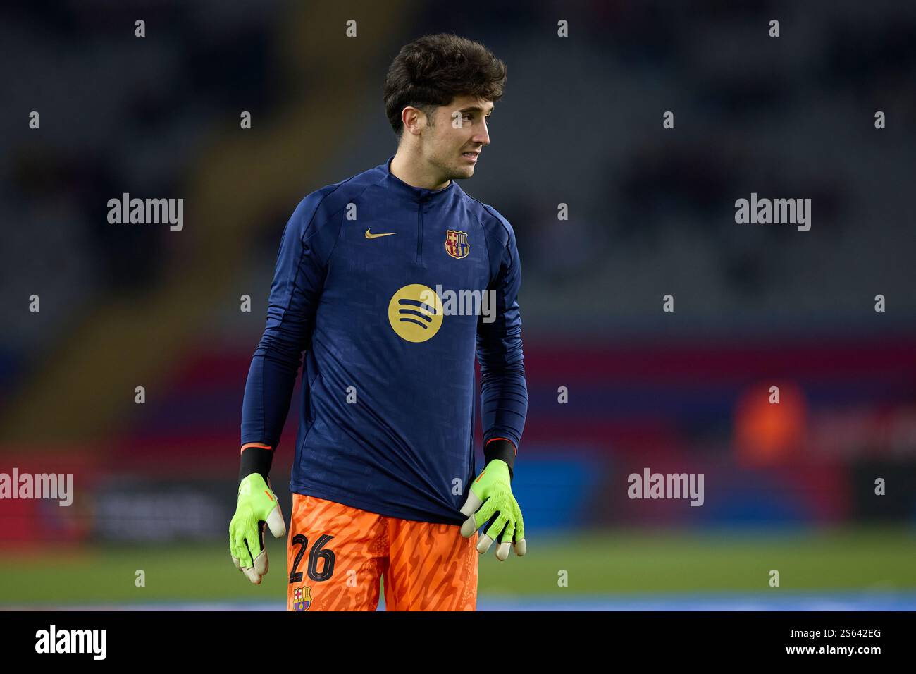 Ander Astralaga of FC Barcelona looks on prior to the Copa del Rey ...