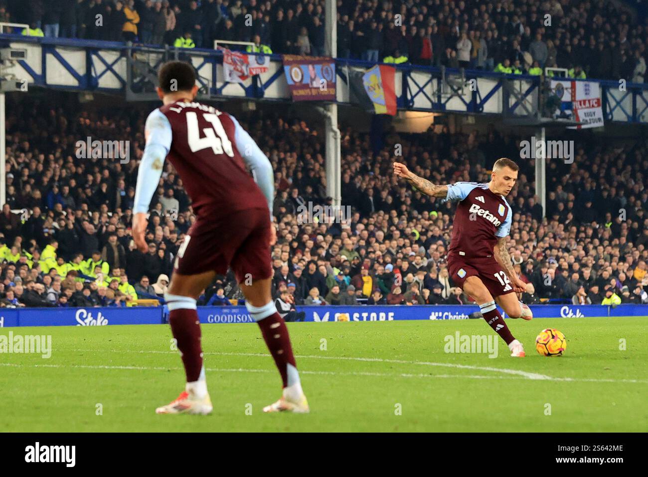Goodison Park, Liverpool, UK. 15th Jan, 2025. Premier League Football, Everton versus Aston ...
