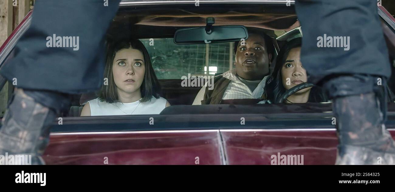 BLOODY AXE WOUND, in car, from left: Molly Brown, Eddie Leavy, Sari ...