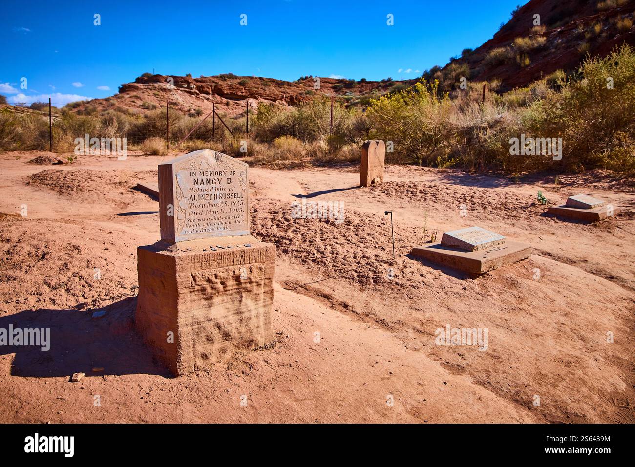 Historic Desert Cemetery Utah Tombstone Golden Hour Low Angle View ...