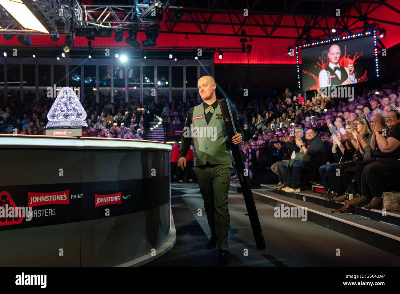 Chris Wakelin walks out before his last of 16 match against Luca Brecel ...