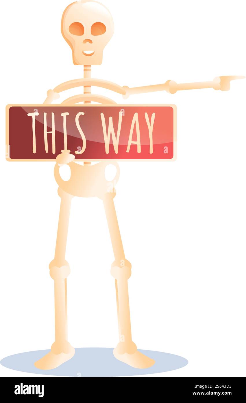 Skeleton show this way icon. Cartoon of skeleton show this way vector ...