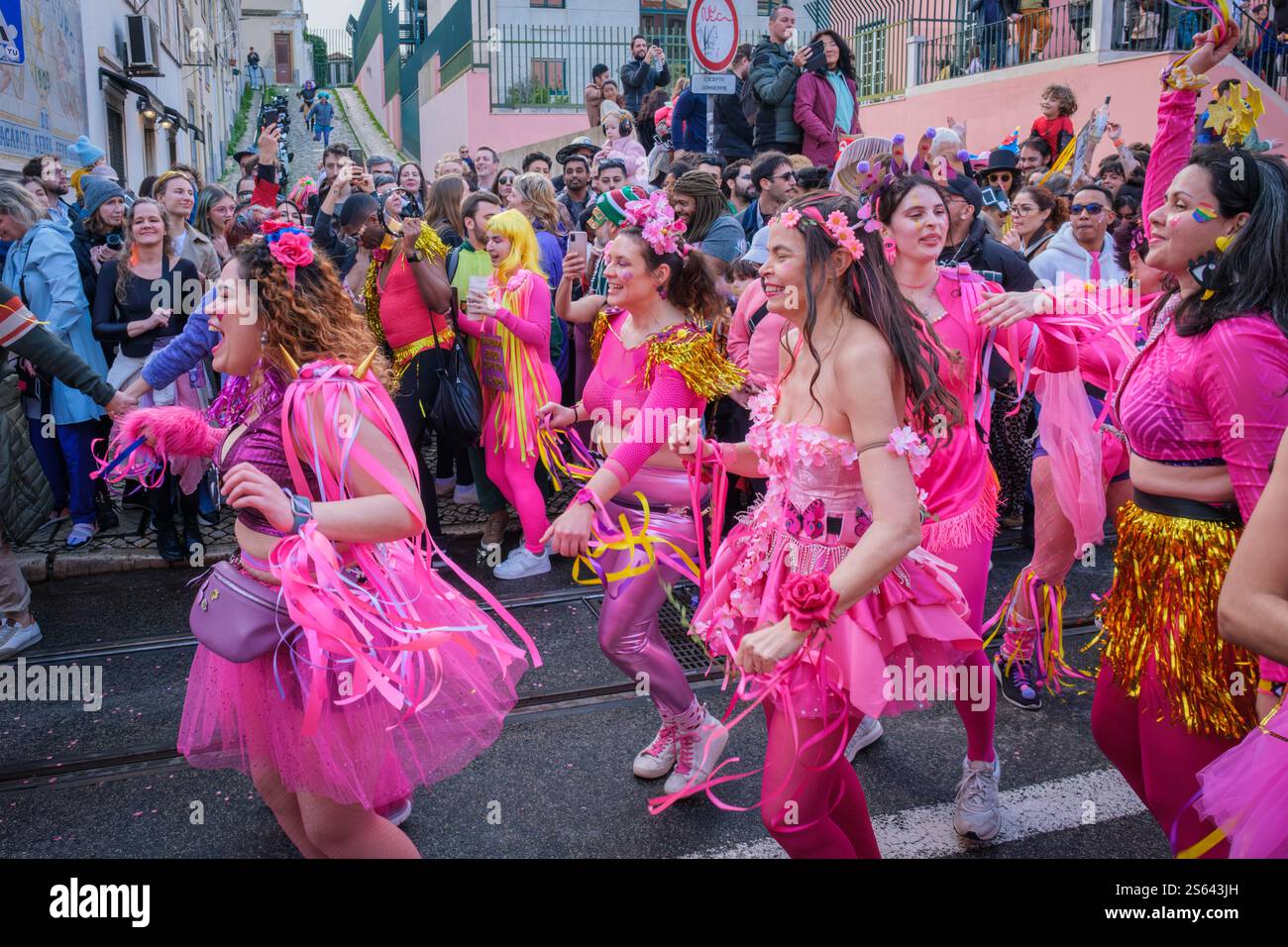 Carnival parade in streets of Lisbon by artistic collective Clandestine ...