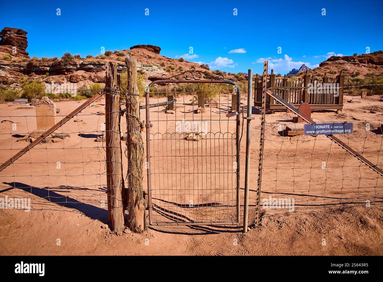 Historic Grafton Cemetery and Desert Landscape Eye-Level View Stock ...