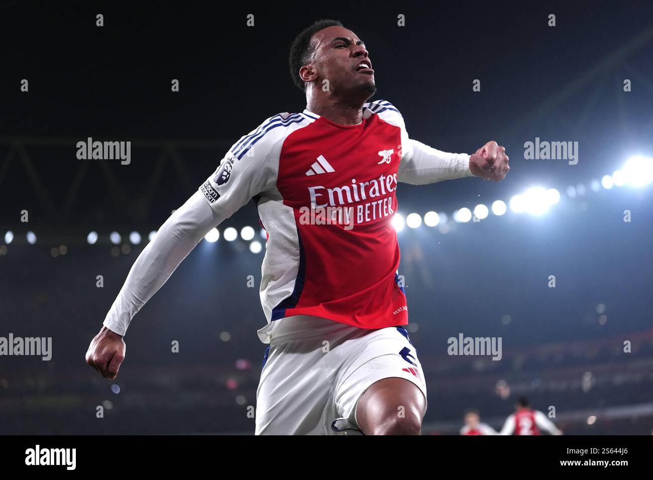 Arsenal's Gabriel celebrates their side's first goal of the game ...