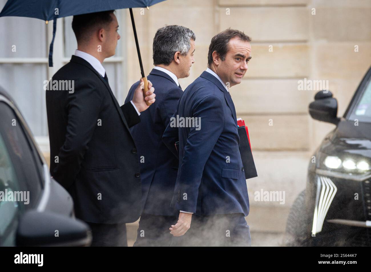 Paris, France. 15th Jan, 2025. Sébastien Lecornu (R), Minister for the ...