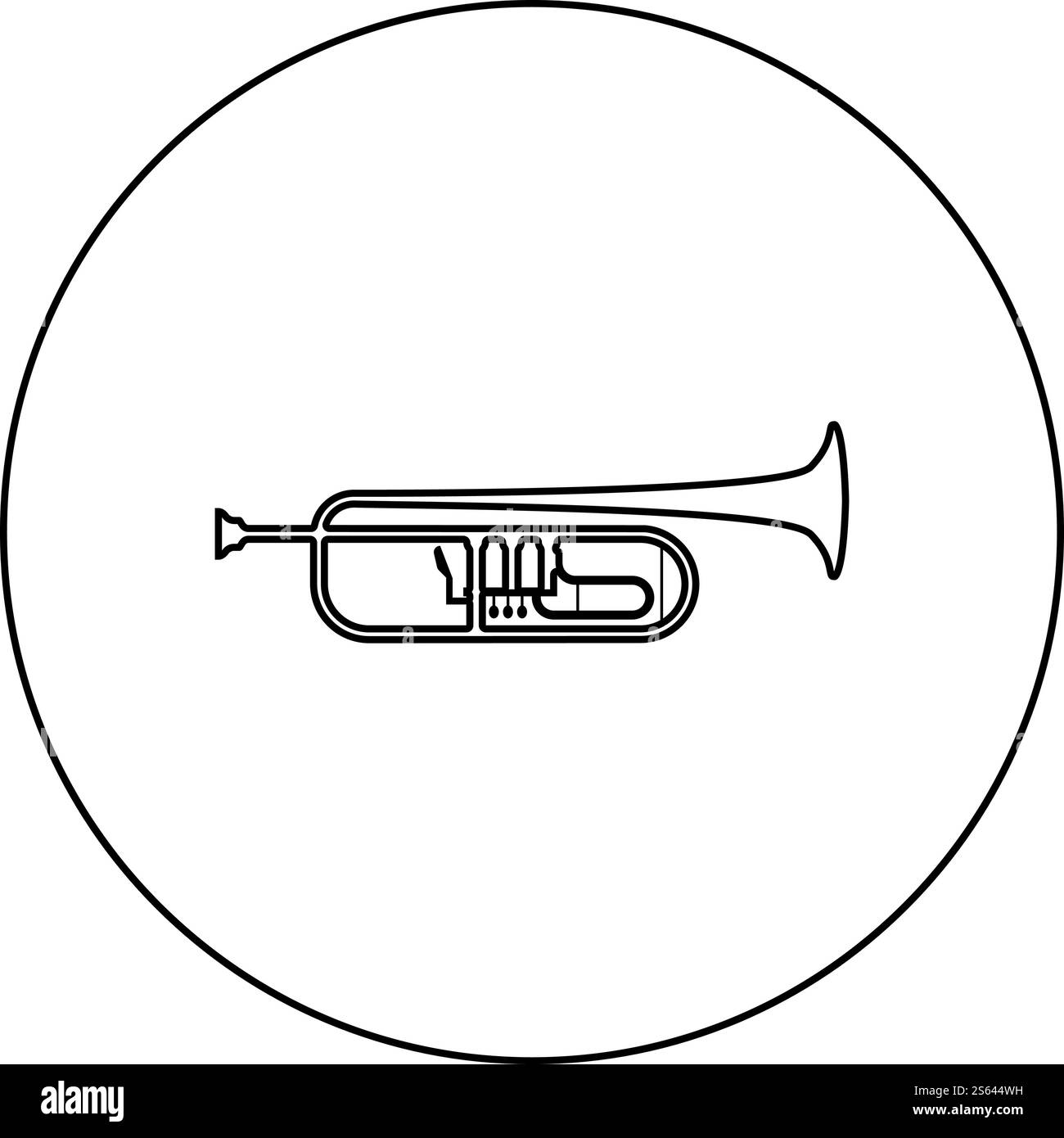 Trumpet Clarion music instrument icon in circle round outline black ...