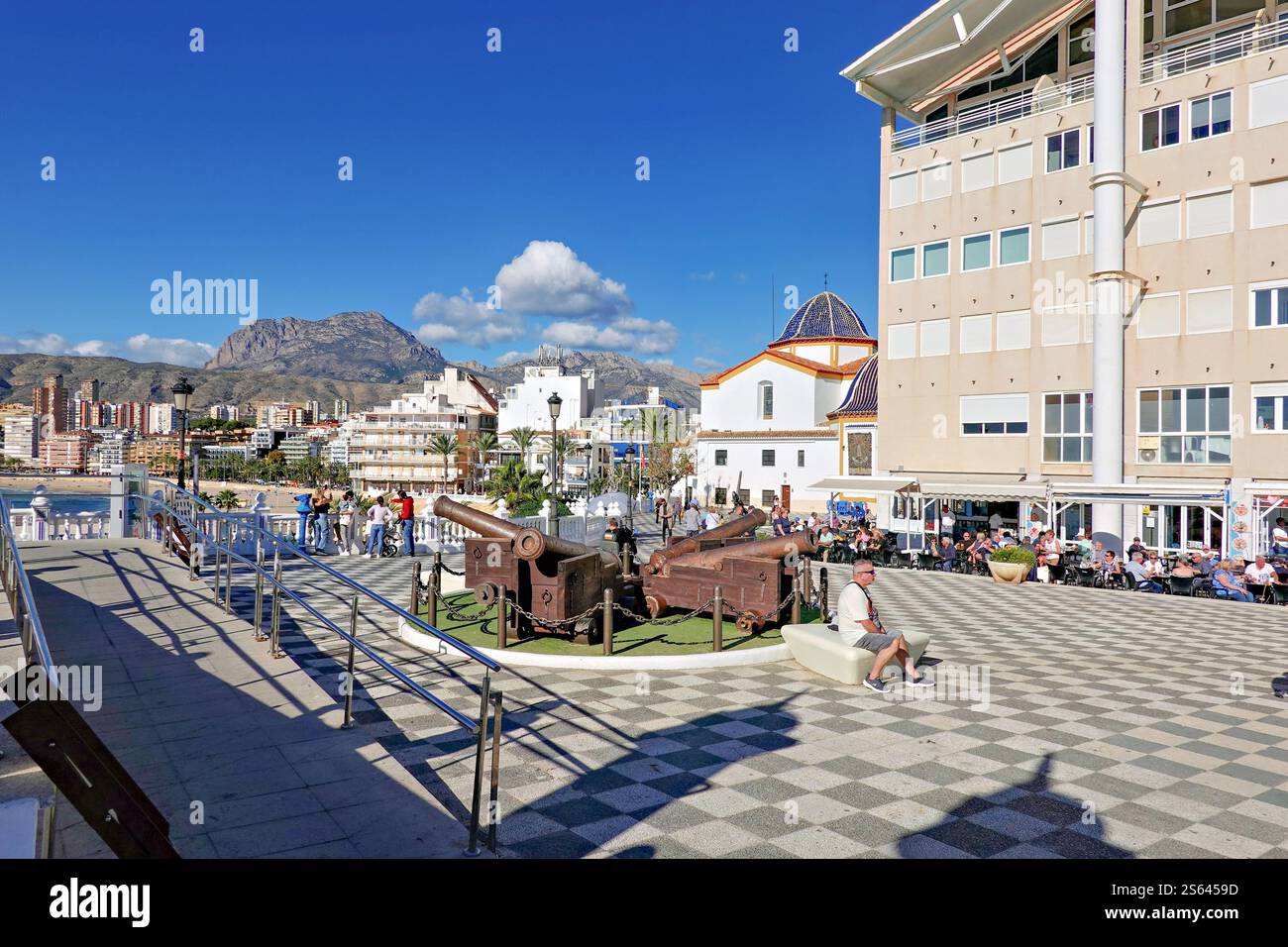 Benidorm, Spain - January 11, 2025: People enjoy sunny day in Benidorm ...