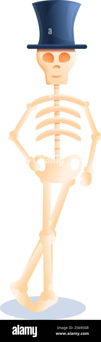 Skeleton top hat icon. Cartoon of skeleton top hat vector icon for web ...