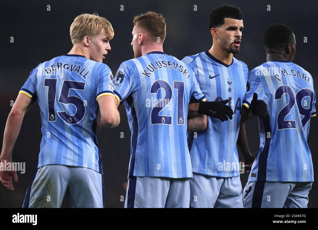 Tottenham Hotspur's Lucas Bergvall (left), Dejan Kulusevski, Dominic ...