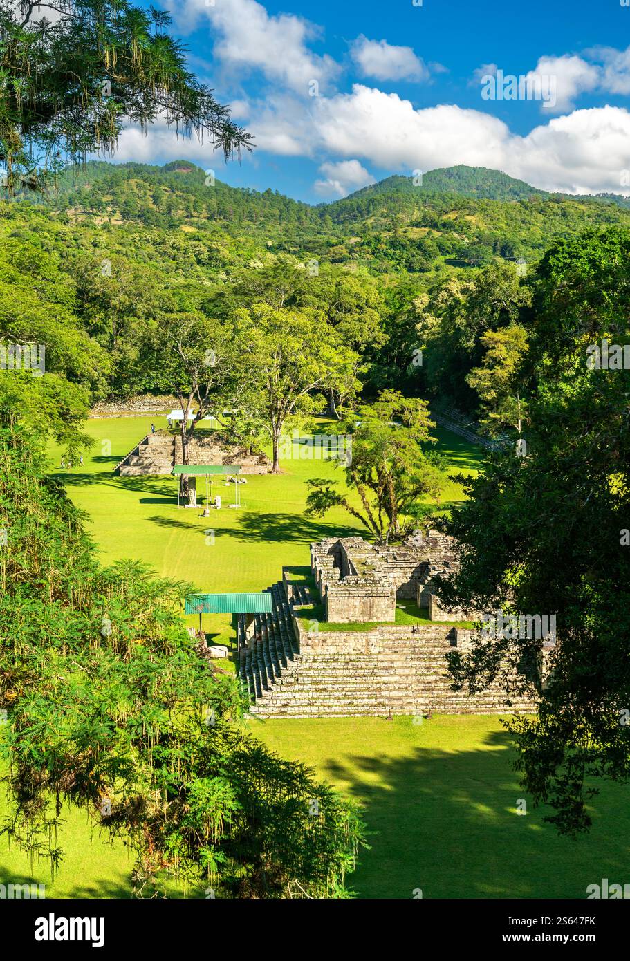 Great Plaza of the Maya Archaeological Site of Copan. UNESCO world heritage in Honduras Stock ...
