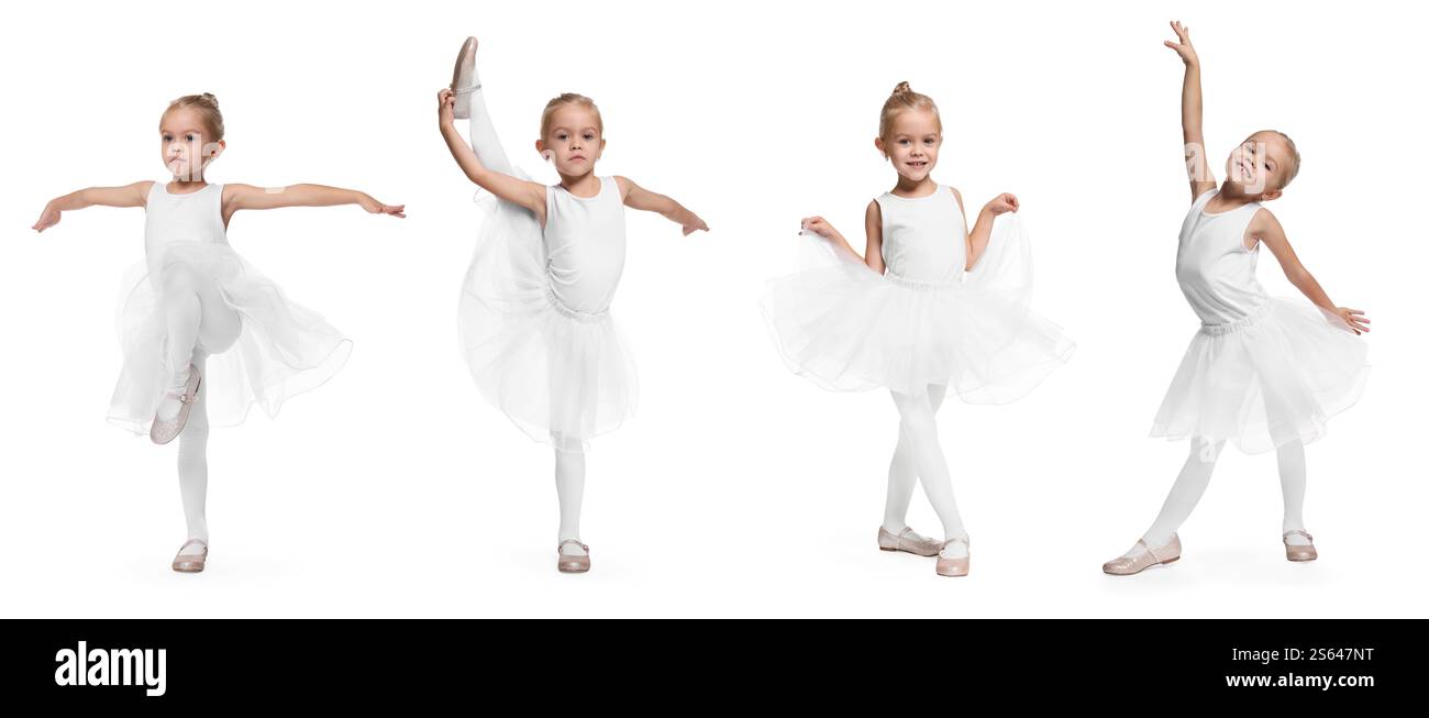 Small ballerina on white background, collage of photos Stock Photo - Alamy
