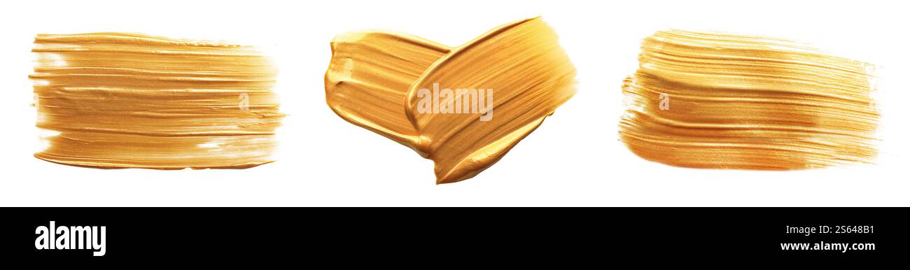 Gold acrylic paint brush strokes hi-res stock photography and images ...