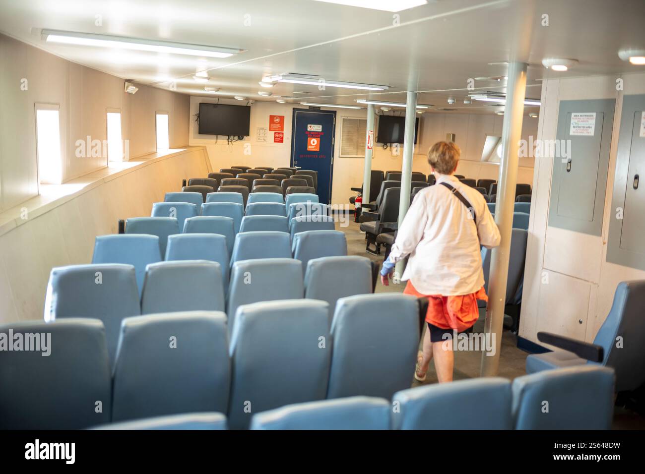 Interior photo of the ferry from Ceiba to Vieques, Puerto Rico Stock ...