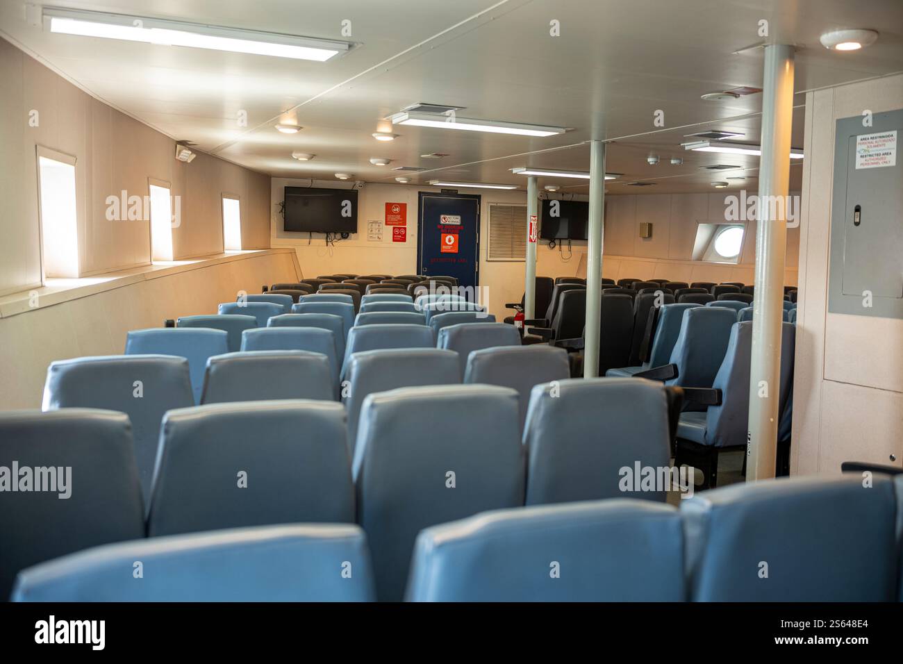 Interior photo of the ferry from Ceiba to Vieques, Puerto Rico Stock ...