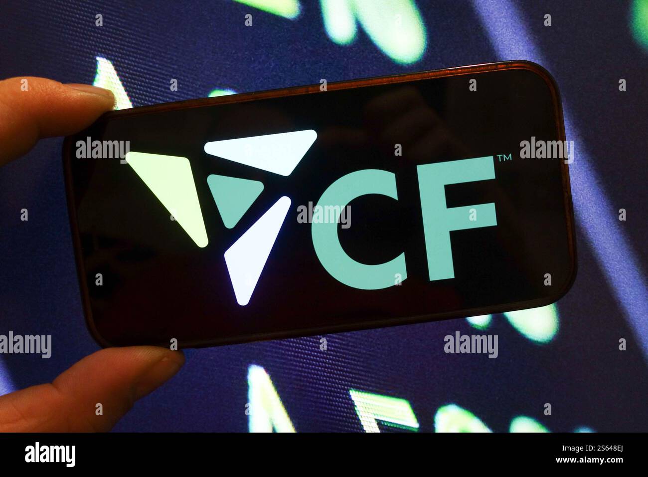 In this photo illustration, the CF Industries company logo is seen ...