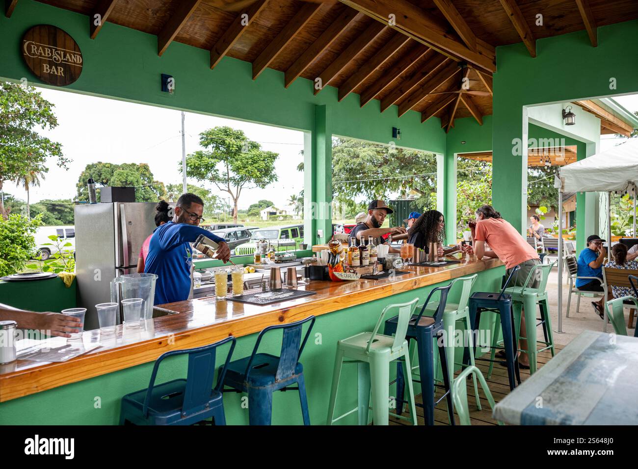 The bar at Crab Island Rum Distillery, Vieques, Puerto Rico Stock Photo ...