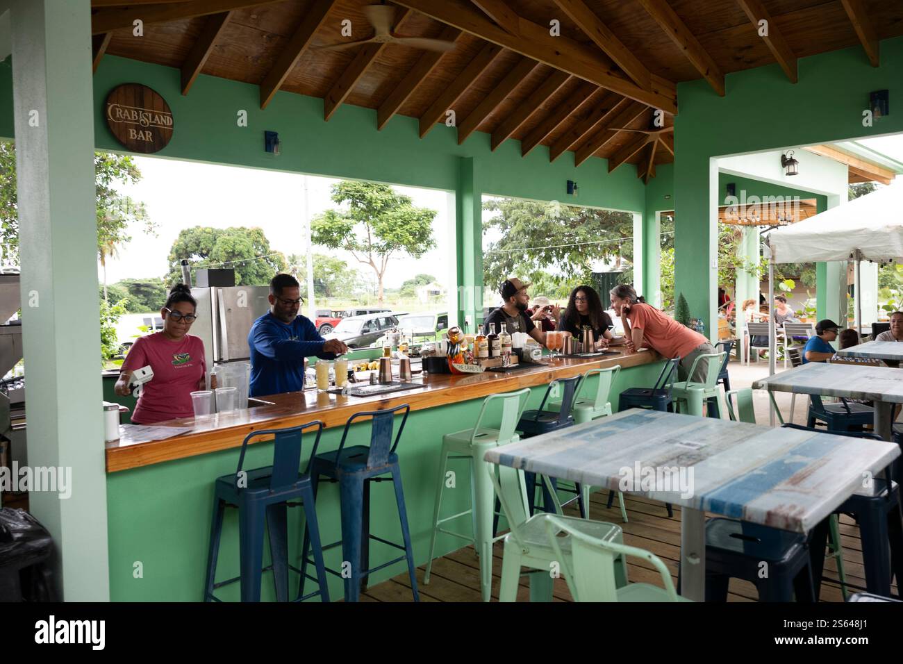 The bar at Crab Island Rum Distillery, Vieques, Puerto Rico Stock Photo ...
