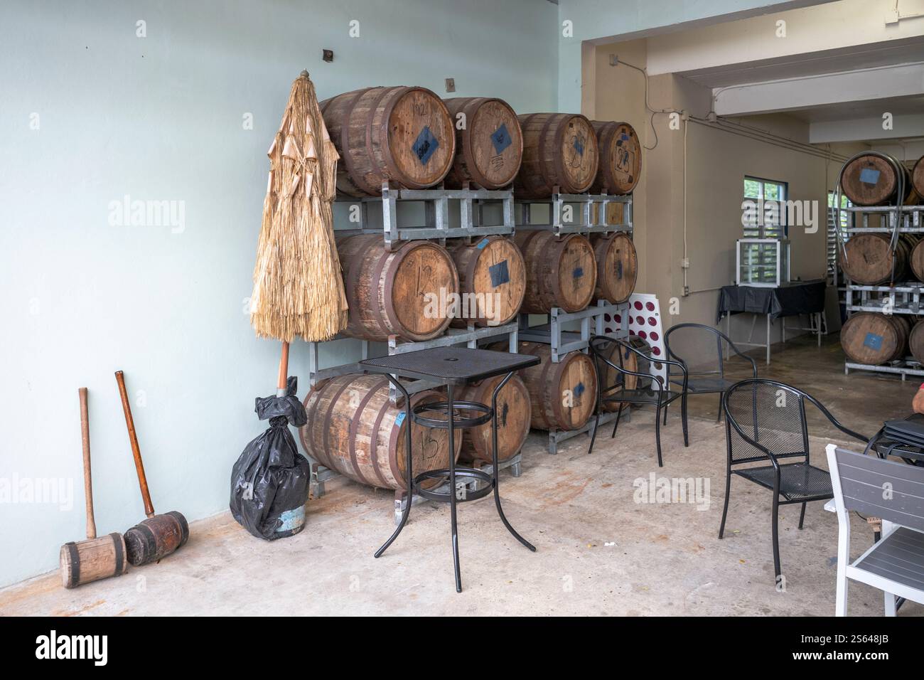 Aging rum barrels at Crab Island Rum Distillery, Vieques, Puerto Rico ...