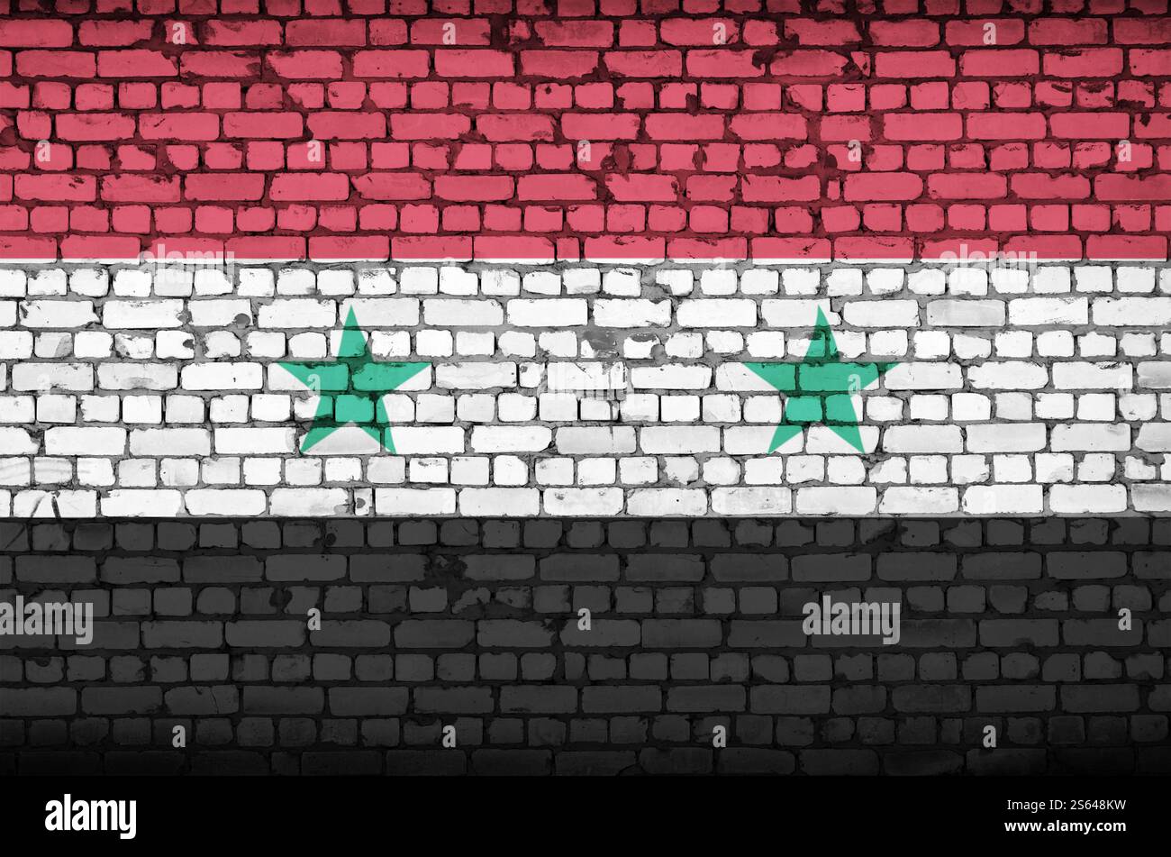 Syria flag is painted onto an old brick wall Stock Photo - Alamy