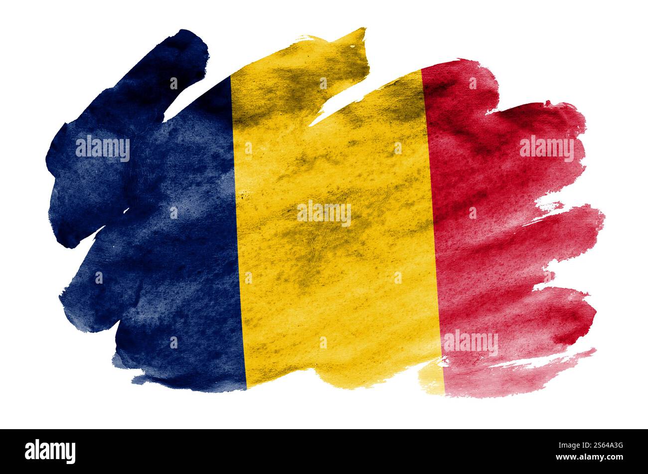 Chad flag is depicted in liquid watercolor style isolated on white ...