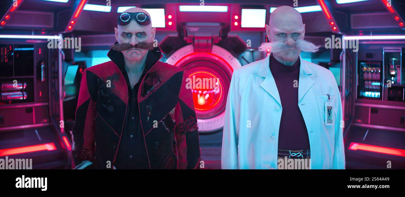 SONIC THE HEDGEHOG 3, from left: Jim Carrey as Gerald Robotnik, Jim ...