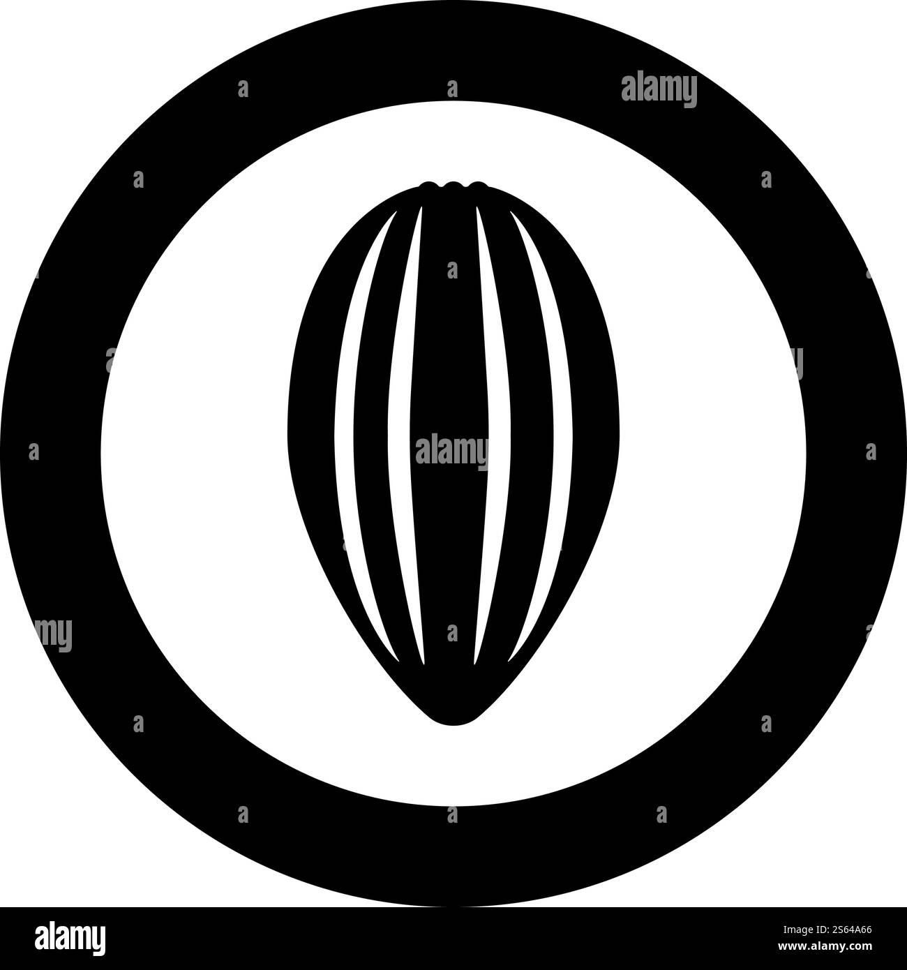 Cacao bob pod Cocoa fruit peel Chocolate seeds icon in circle round black color vector ...
