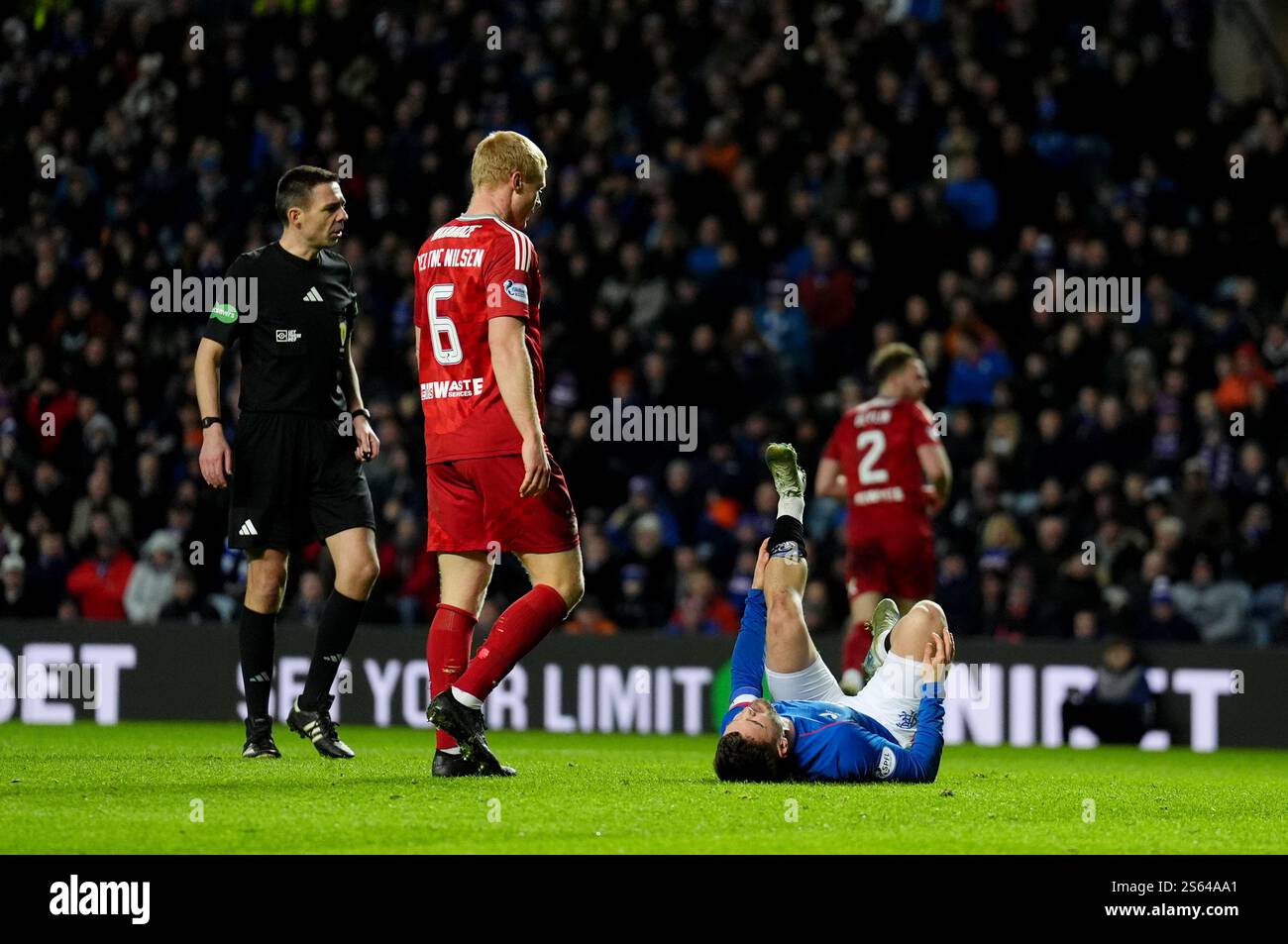 Rangers' Nicolas Raskin injured during the William Hill Premiership ...