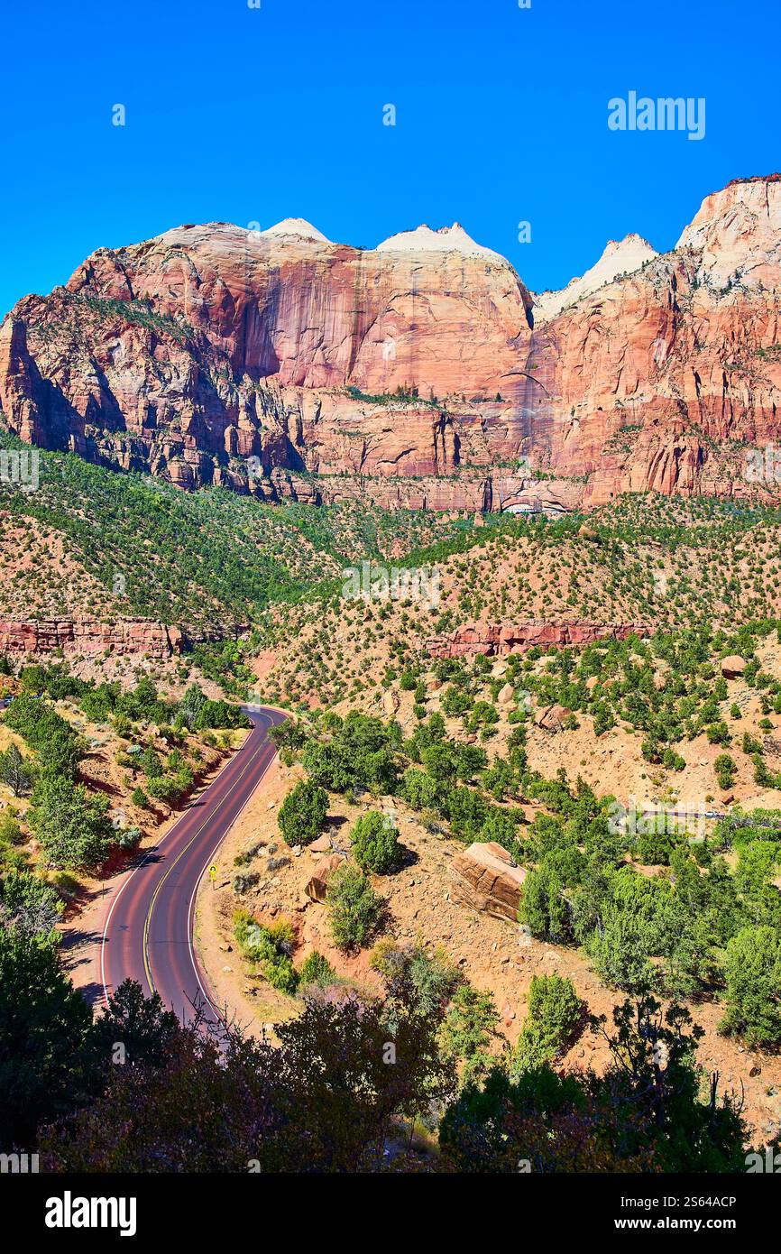 Zion National Park Red Rock Cliffs Scenic Drive Elevated View Stock ...