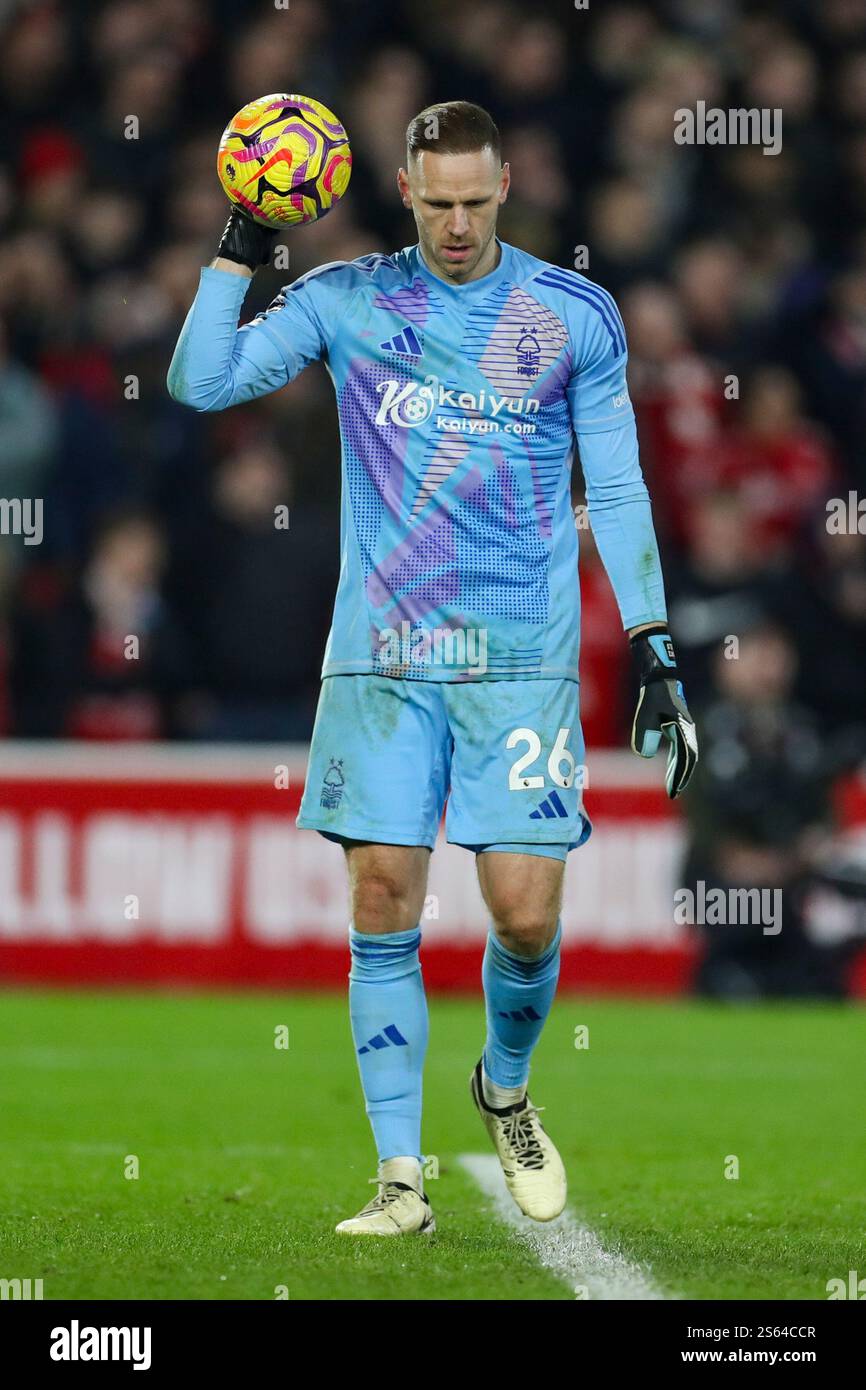 Nottingham, UK. 14th Jan, 2025. Nottingham Forest goalkeeper Matz Sels ...
